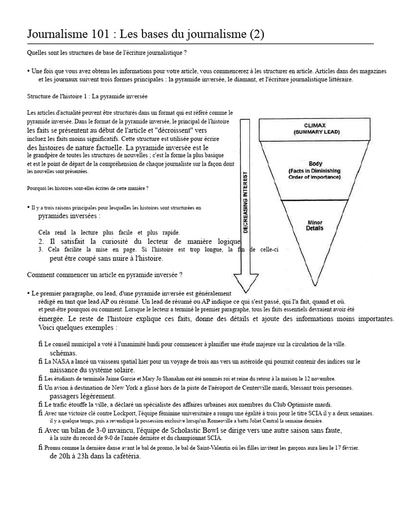 Bases de l'écriture journalistique | PDF | Journalisme