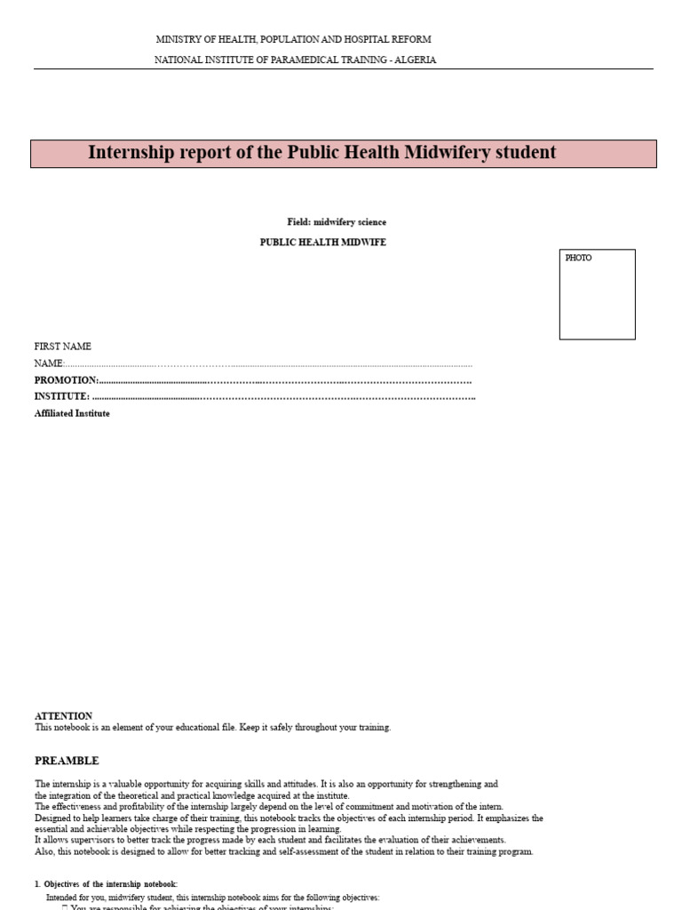 Internship Notebook Midwife Public Health Version Sept. 2019 | PDF ...