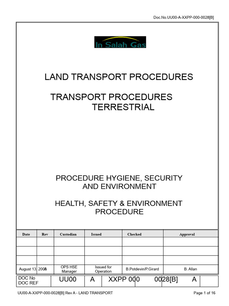 Pro-Transport Procedure | PDF | Safety | Driving