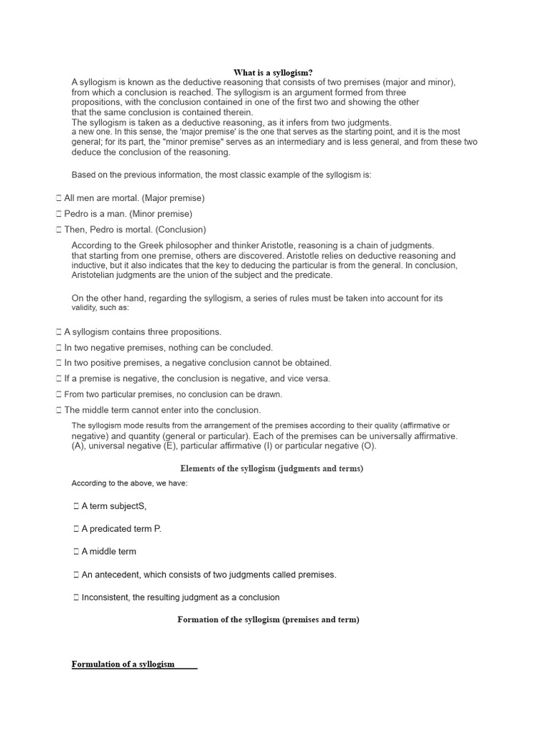 Syllogism | PDF | Deductive Reasoning | Argument