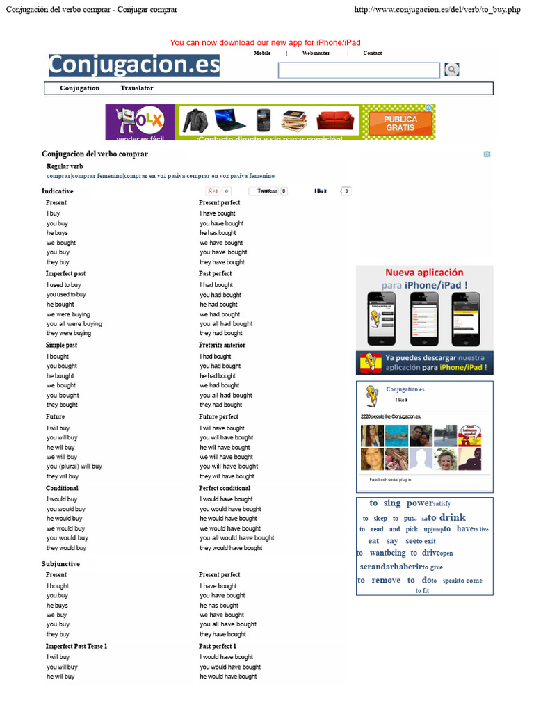 Conjugation of The Verb To Buy - Conjugate To Buy | PDF | Grammatical ...