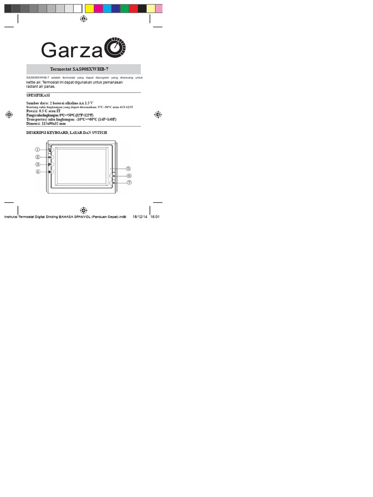 Termostat SAS908XWHB-7: Panduan Pemrograman | PDF