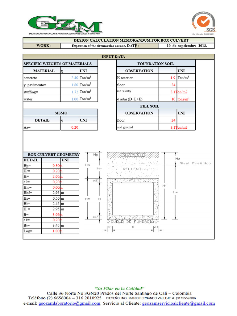 Box Culvert Design by CCP-14 PDF | PDF | Mechanical Engineering ...