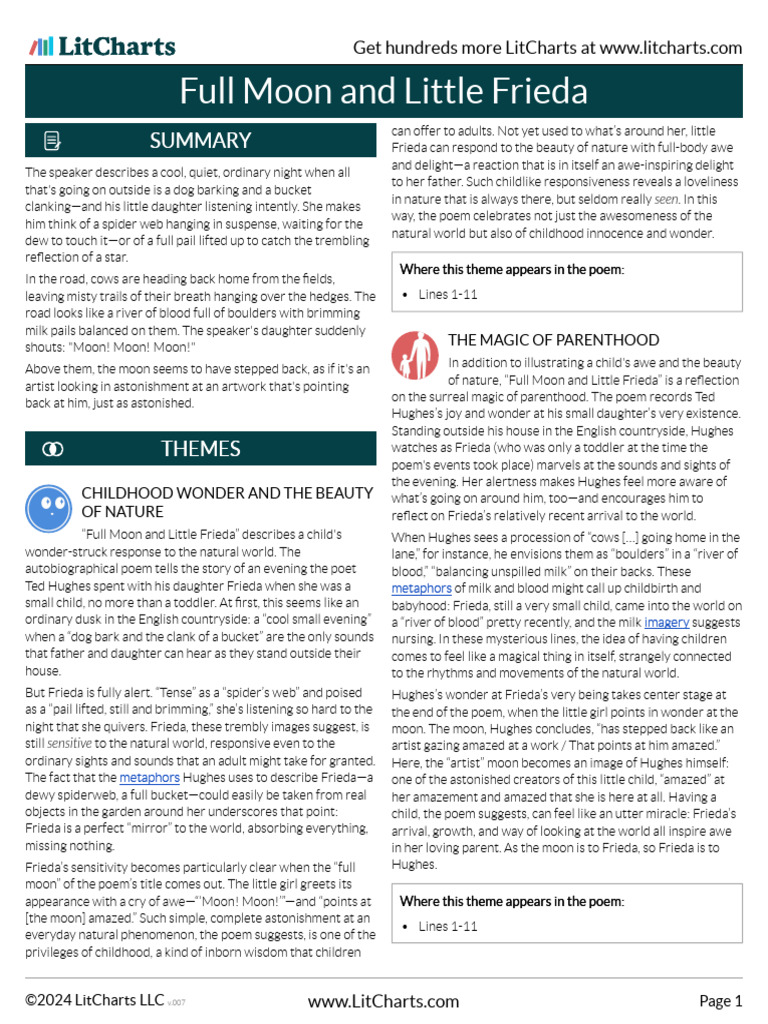 LitCharts Full Moon and Little Frieda | PDF | Poetry