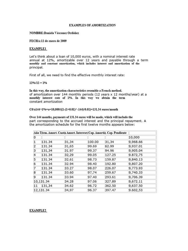 Amortization Examples and Calculations | PDF | Interest | Debt