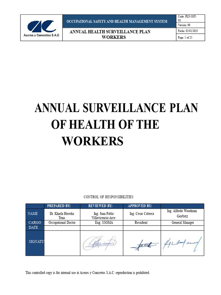 SSTMA-PL-03 Health Surveillance Plan For Workers | PDF | Occupational ...