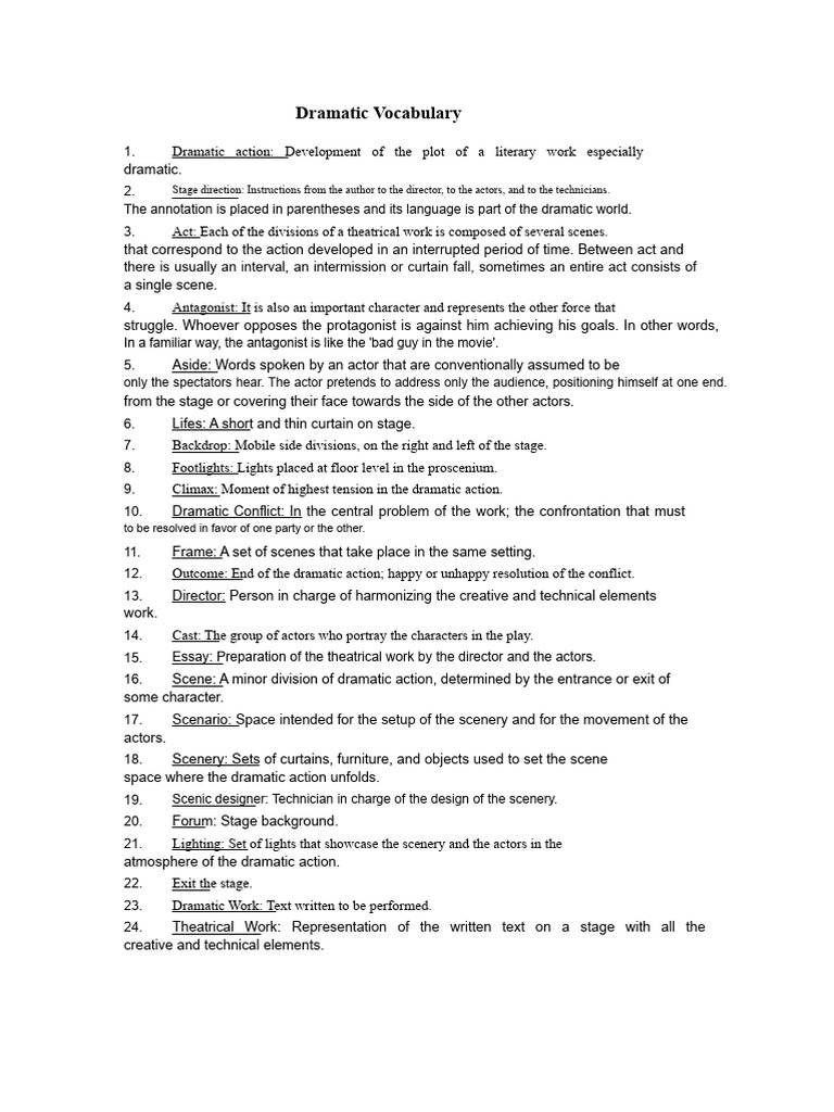 Dramatic Vocabulary | PDF
