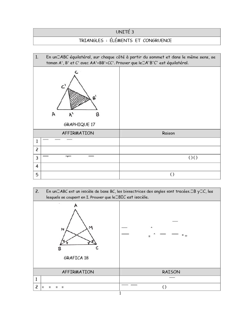 Congruence et propriétés des triangles | PDF | Triangle | Géométrie