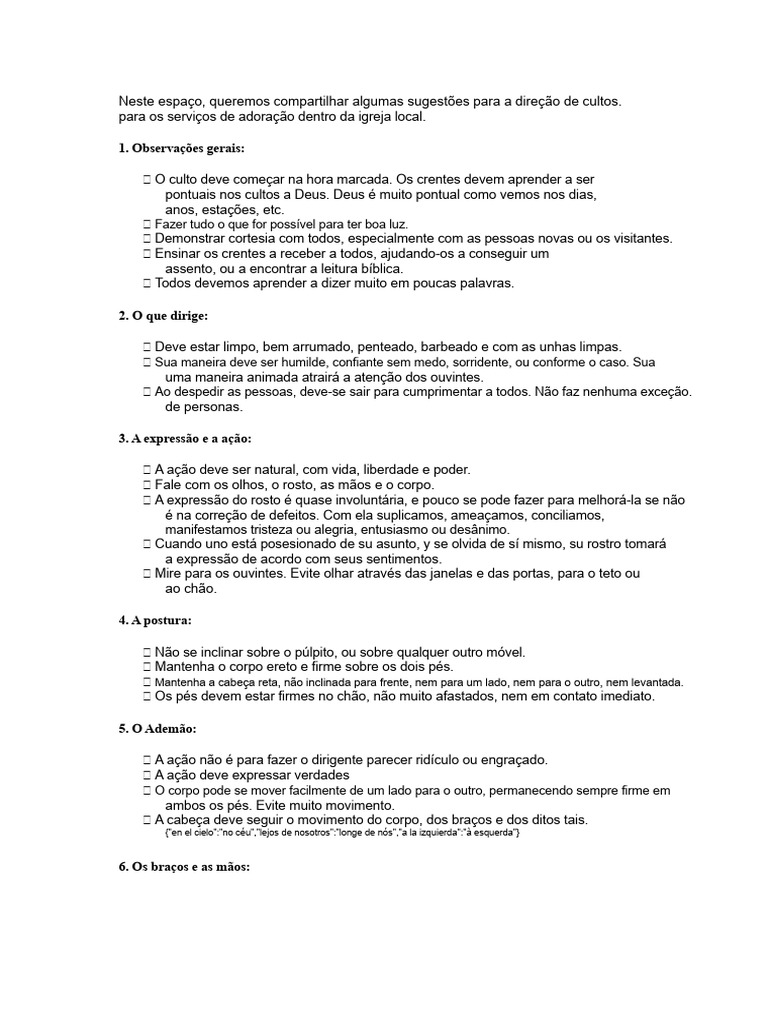 Dicas Para Conduzir o Culto. | PDF | Oração | Hinos