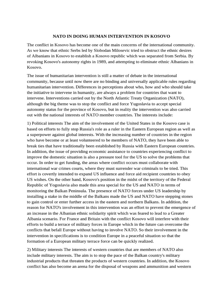 NATO's Humanitarian Intervention in Kosovo | PDF | Kosovo | Nato