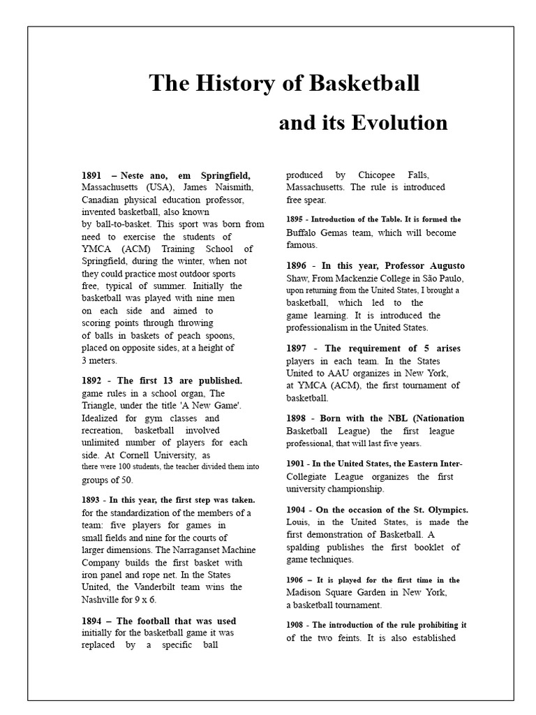 Evolution of Basketball History | PDF | Brazil | Sports