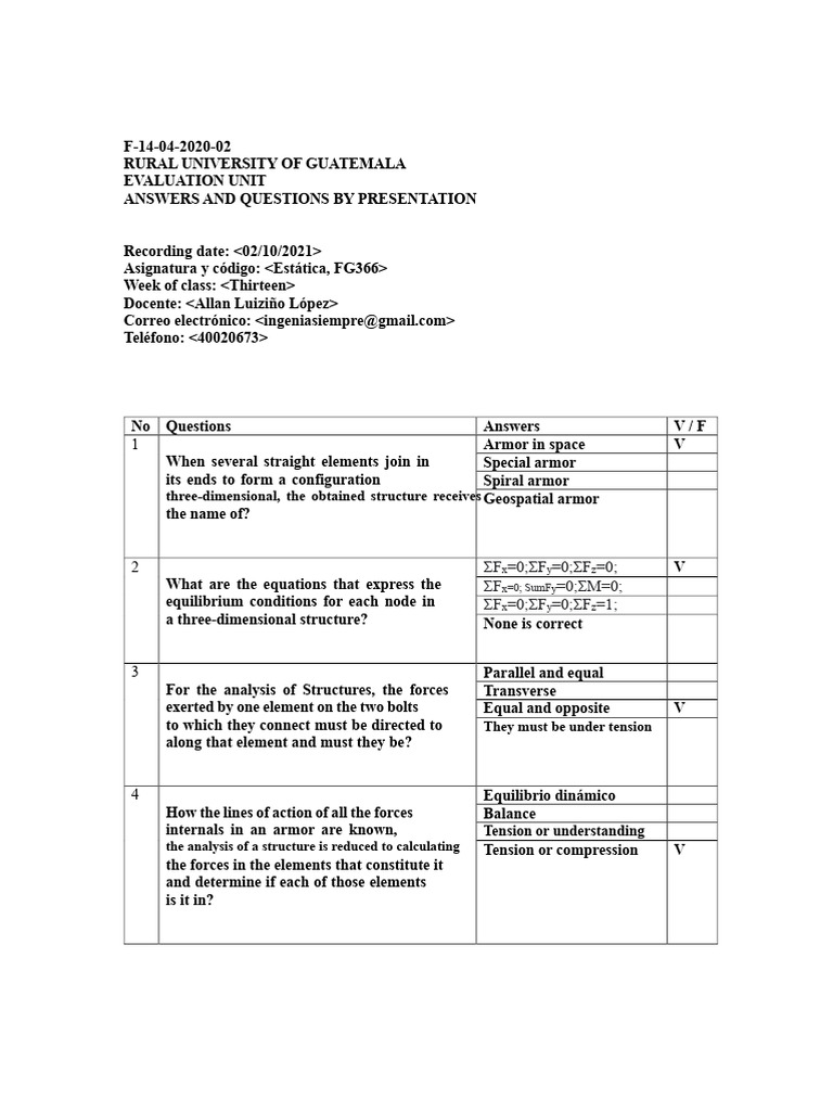 Questions and Answers FINAL EXAM Statics | PDF | Force | Truss