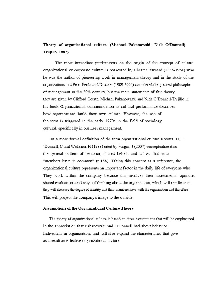 Understanding Organizational Culture Theory | PDF | Organizational ...