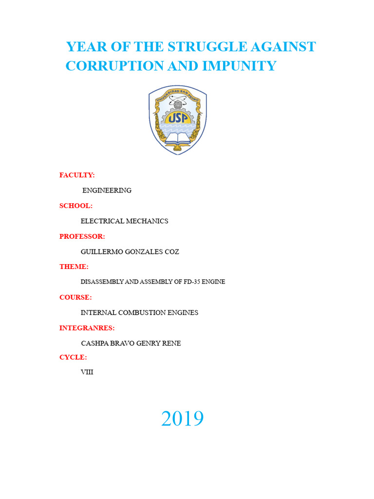 Disassembly and Assembly of An Engine | PDF | Engines | Internal ...
