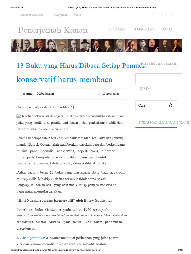 13 Buku Penting untuk Pemuda Konservatif | PDF