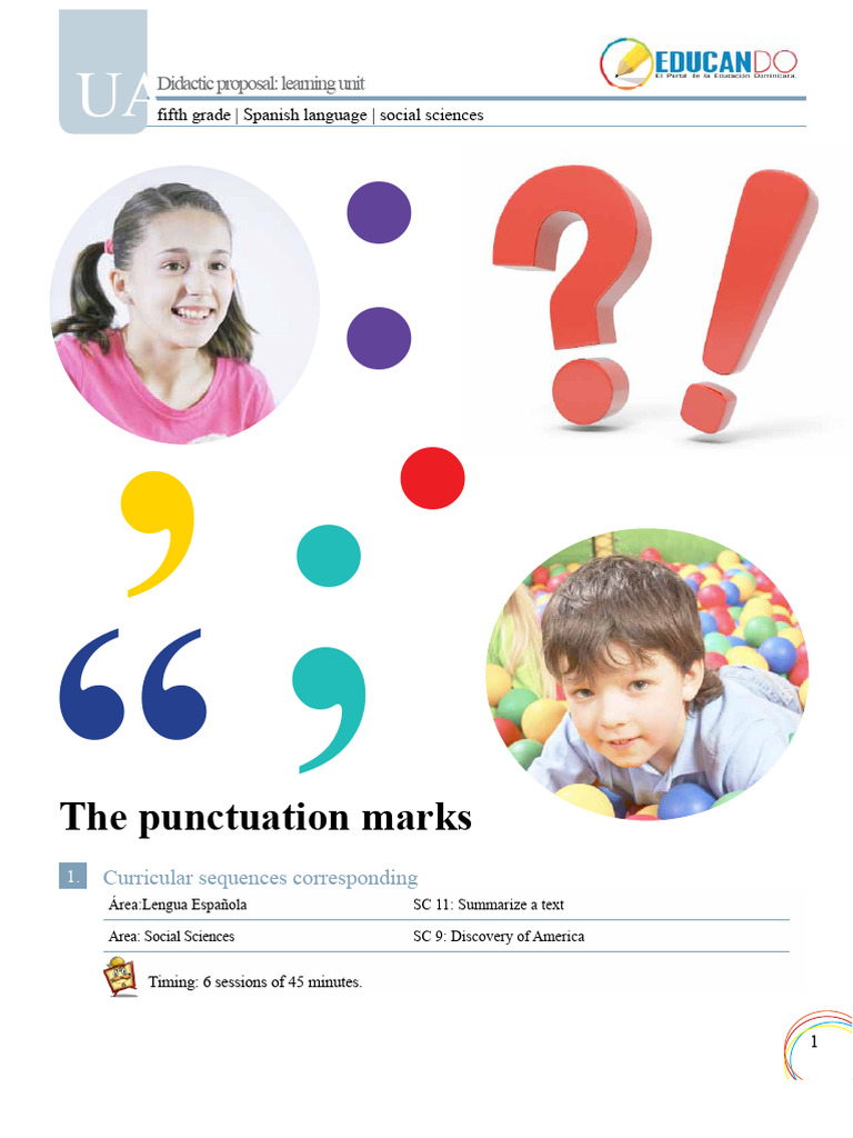 Punctuation Marks Learning Unit for 5th Grade | PDF | Bracket | Punctuation
