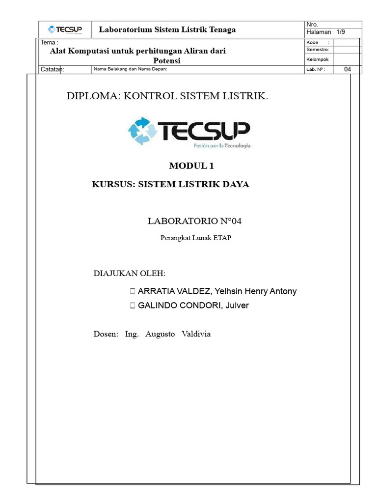 Simulasi Sistem Tenaga dengan ETAP | PDF