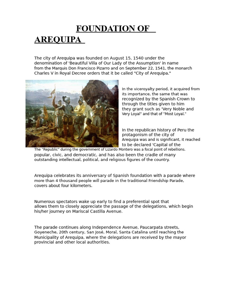 History and Foundation of Arequipa | PDF | Inca Empire