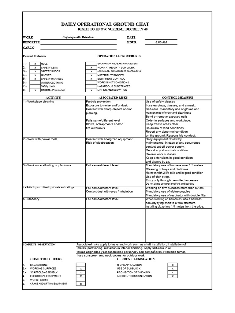 Daily Talk Format | PDF | Occupational Safety And Health | Safety