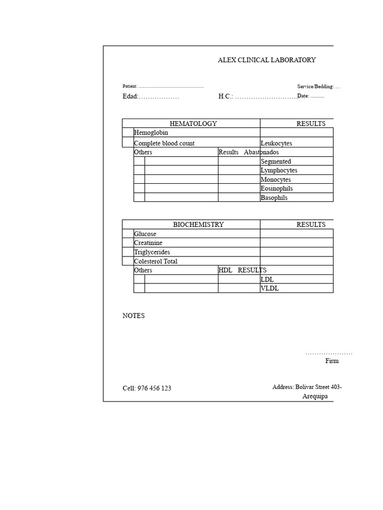 Clinical Laboratory Order | PDF