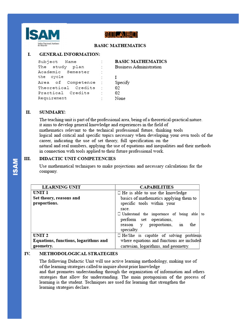 Basic Mathematics Curriculum Overview | PDF | Equations | Mathematics