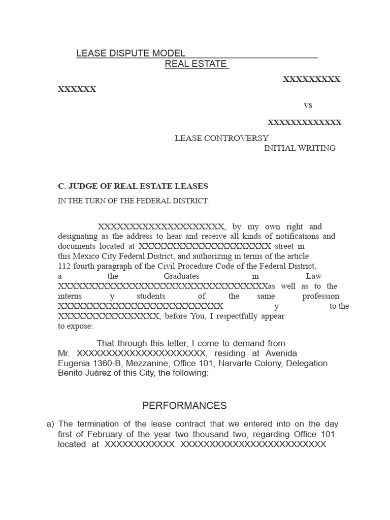 Real Estate Lease Controversy Model | PDF | Lease | Lawsuit