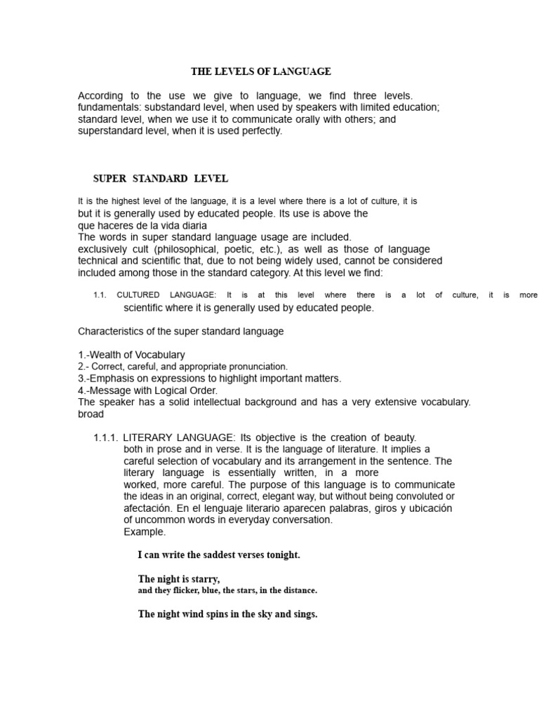 Levels of Language | PDF | Temperature | Vocabulary