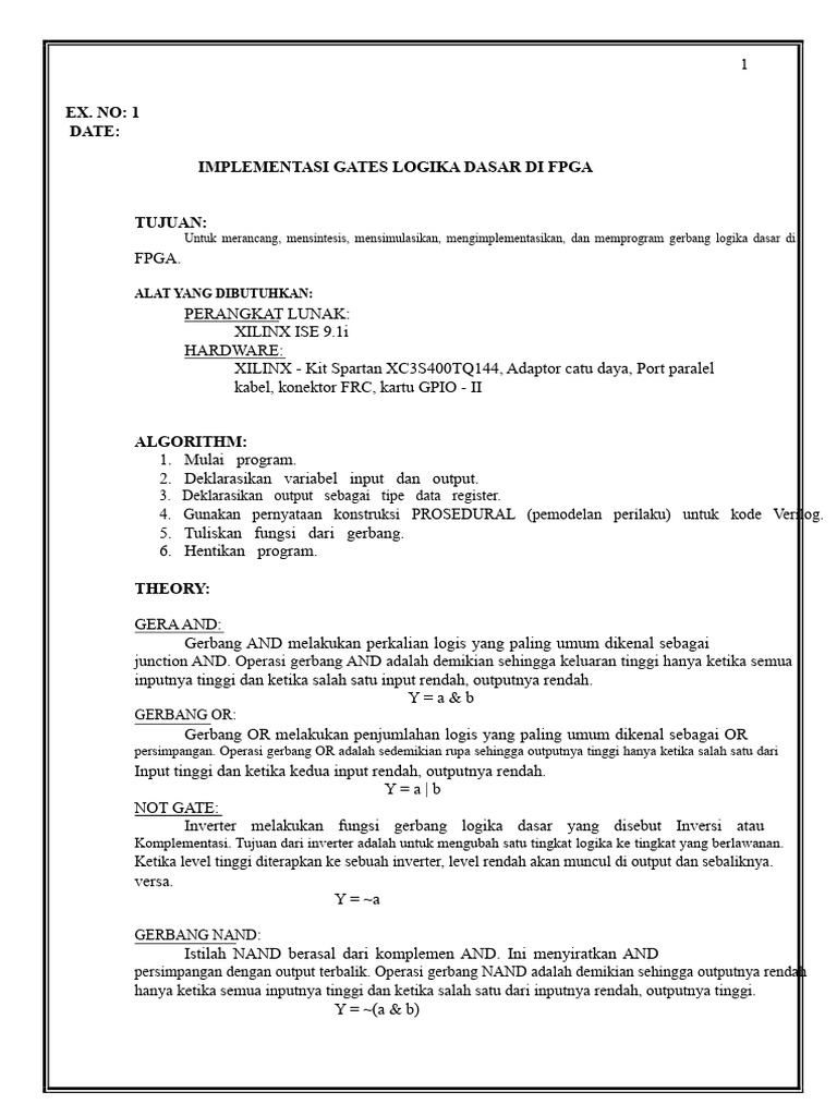 Kode Verilog untuk Gerbang Logika Dasar | PDF