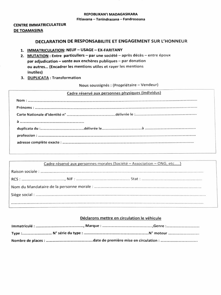 Déclaration Sur L-honneur | PDF