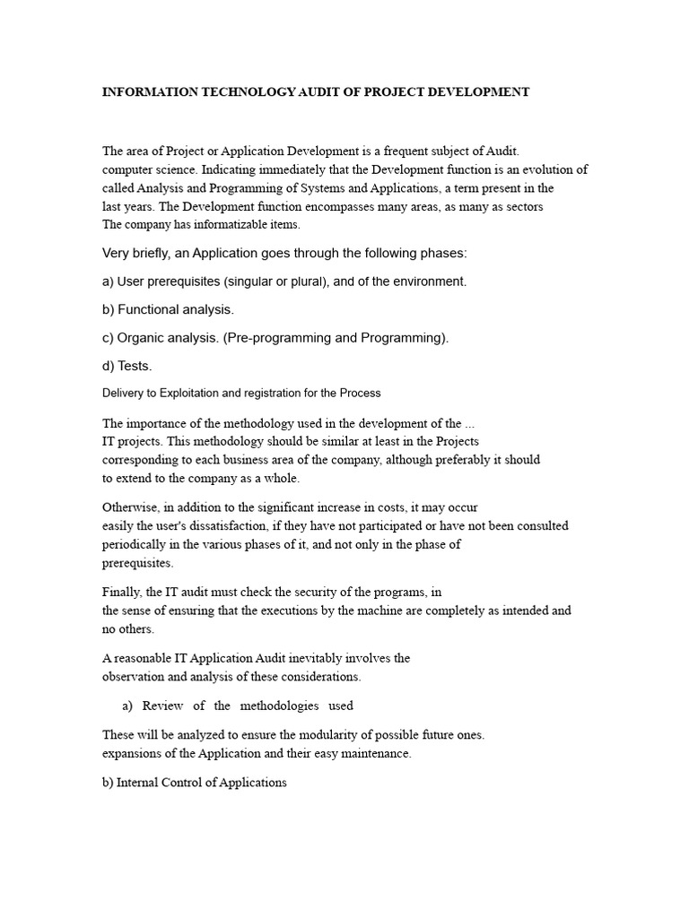 IT Audit for Application Development | PDF | Audit | Software Development