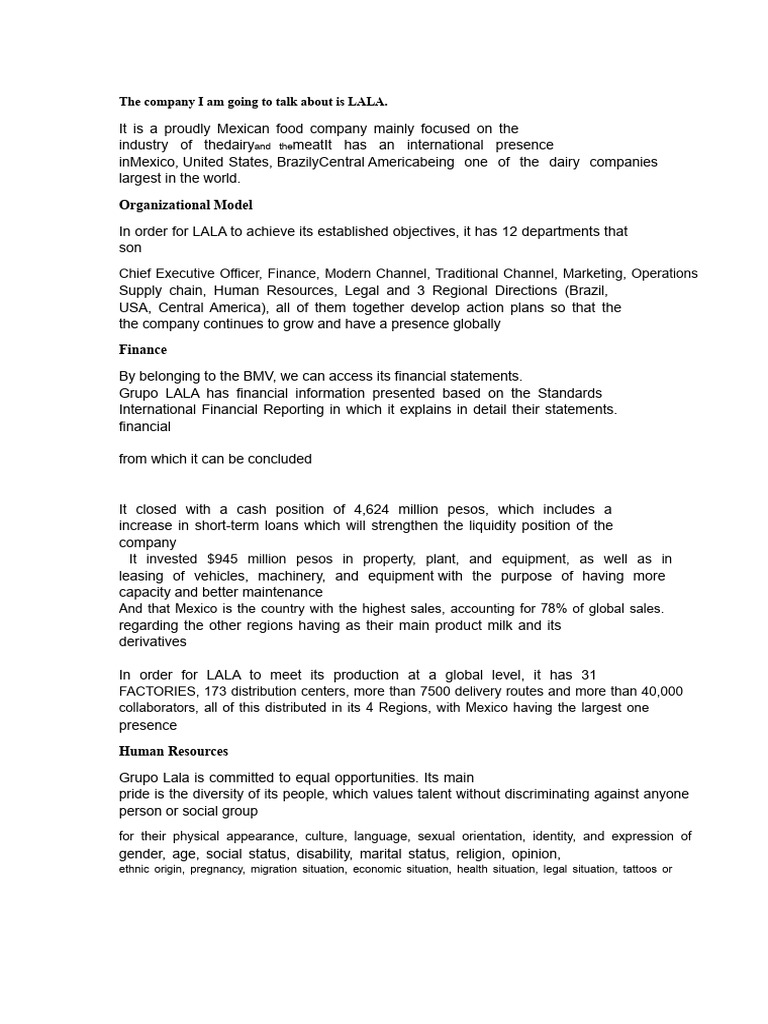 Lala Organizational Model | PDF | Mexico | Economies