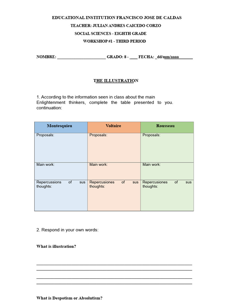 Workshop - The Enlightenment | PDF | Age Of Enlightenment | Freedom Of ...