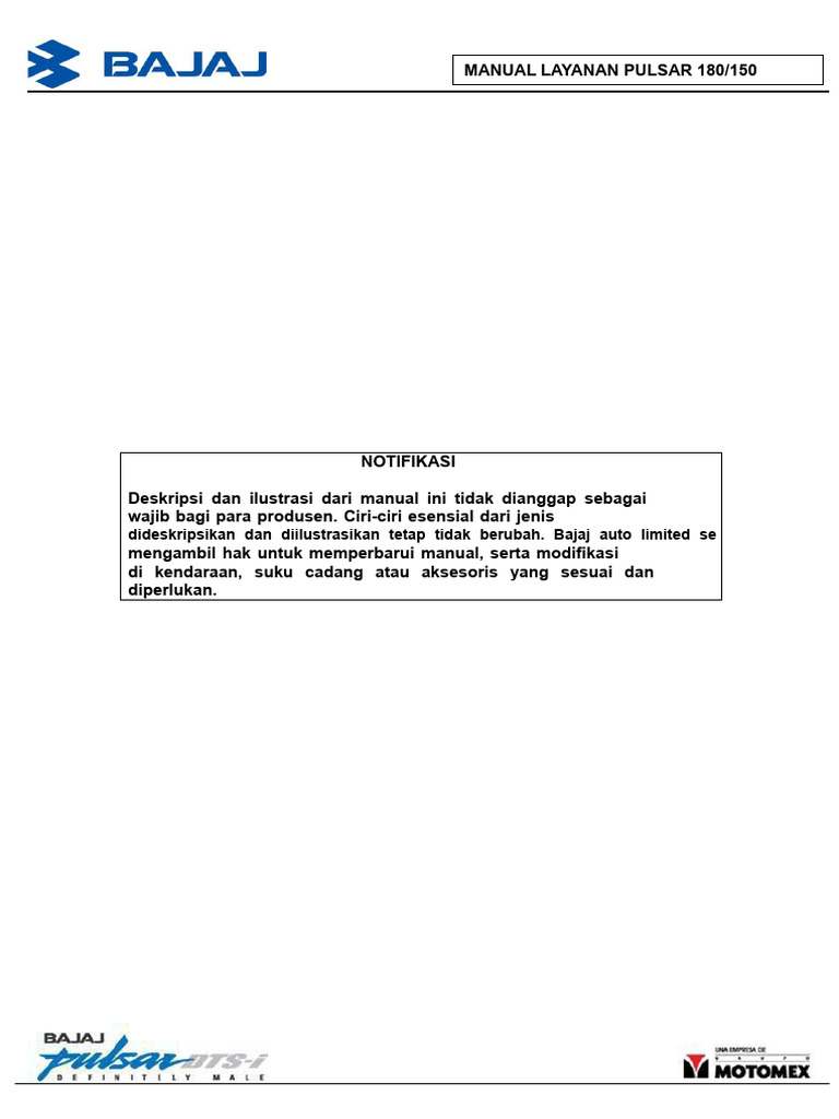 (BAJAJ) Manual Bengkel Bajaj Pulsar 180-150 PDF | PDF