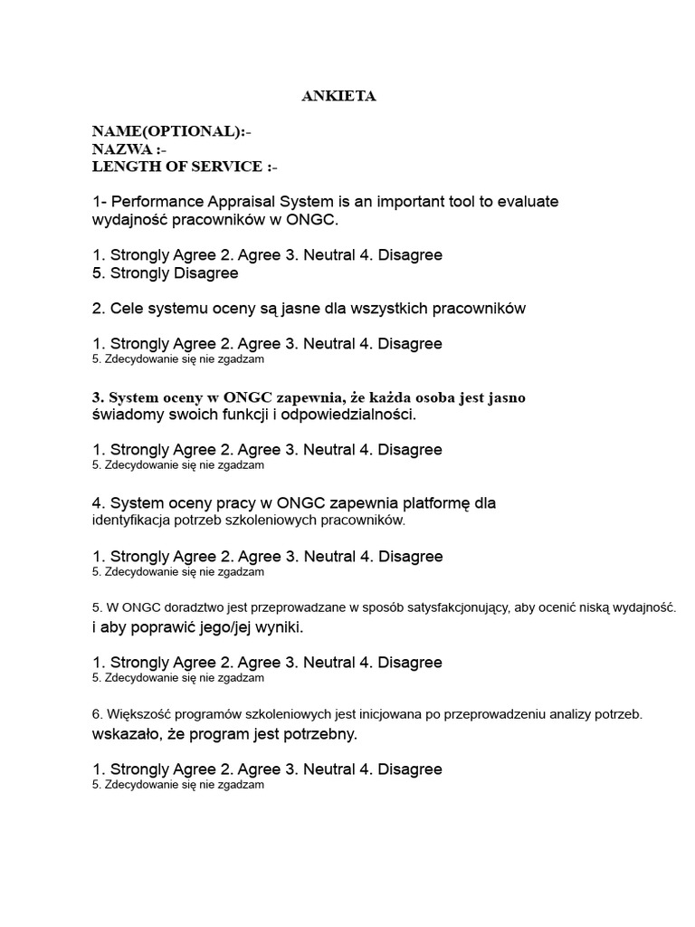 Kwestionariusz | PDF