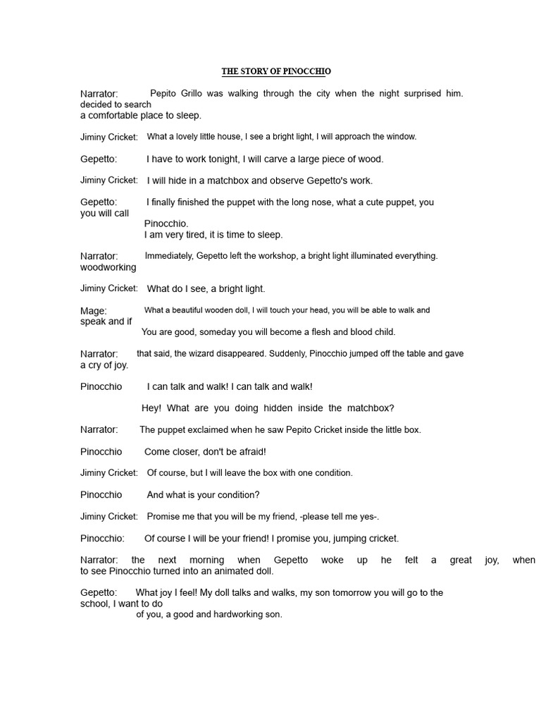 Pinocchio Script | PDF | Pinocchio
