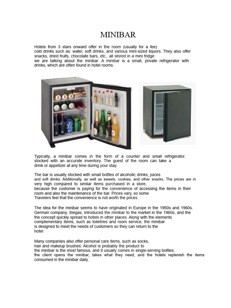 Minibar Essentials in Hotel Rooms | PDF | Drink