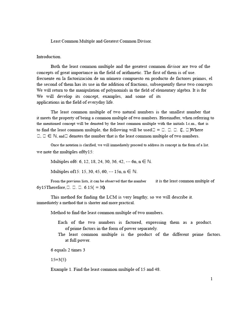 Minimum Common Multiple and Maximum Common Divisor | PDF | Mathematics ...
