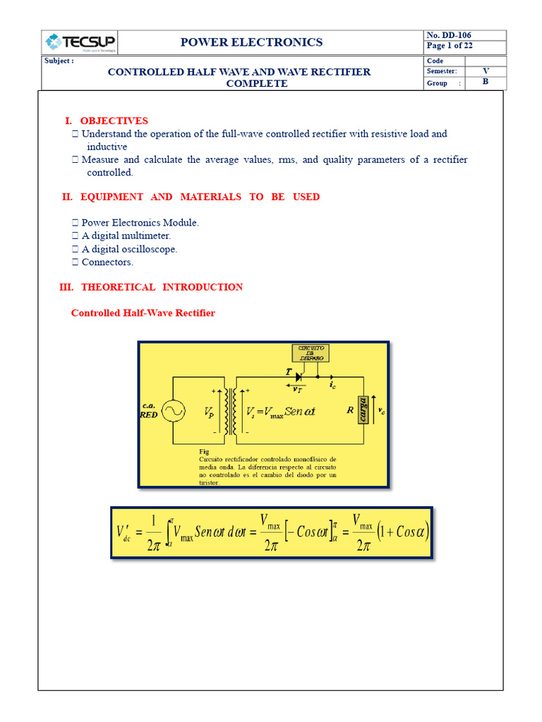 Power Electronics Laboratory 06 | PDF | Rectifier | Power Electronics