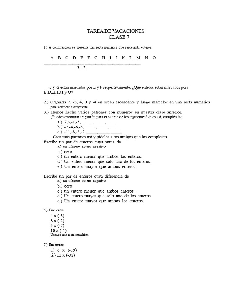 Matemáticas de Séptimo Grado | PDF | Entero | Matemática Elemental
