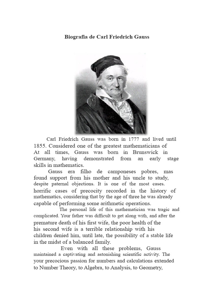 Carl Friedrich Gauss: Life and Contributions | PDF | Numbers | Number ...
