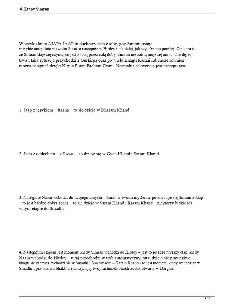 6 Etapów Simran | PDF