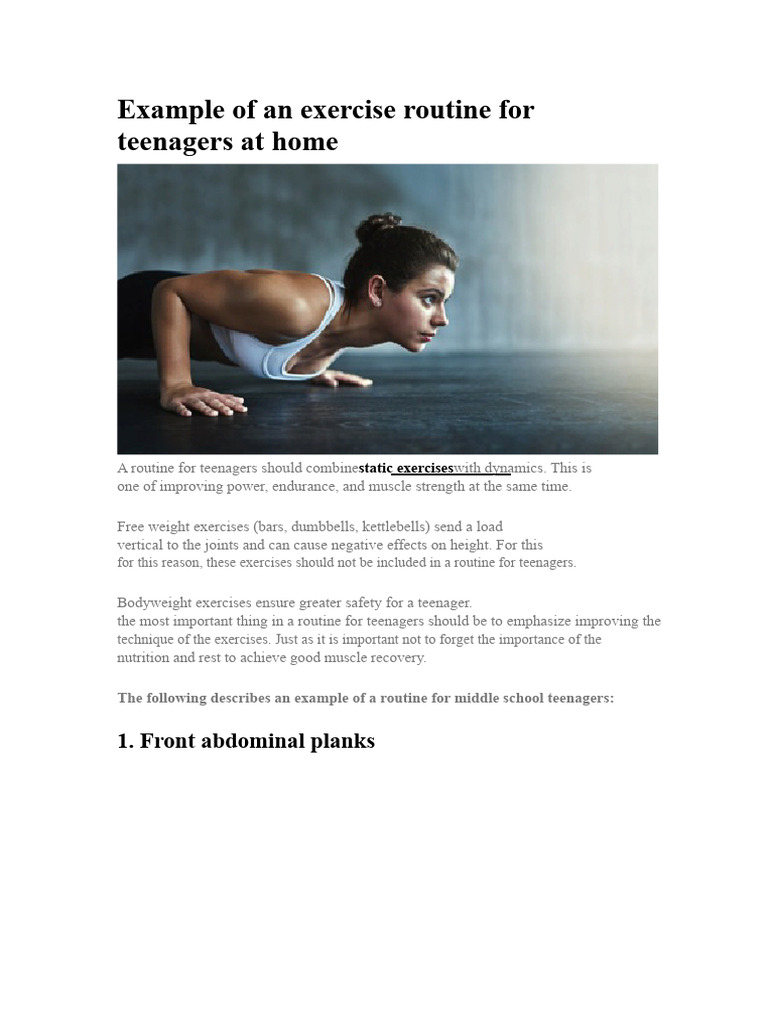 Teen Home Workout Routine Guide | PDF | Strength Training | Abdomen