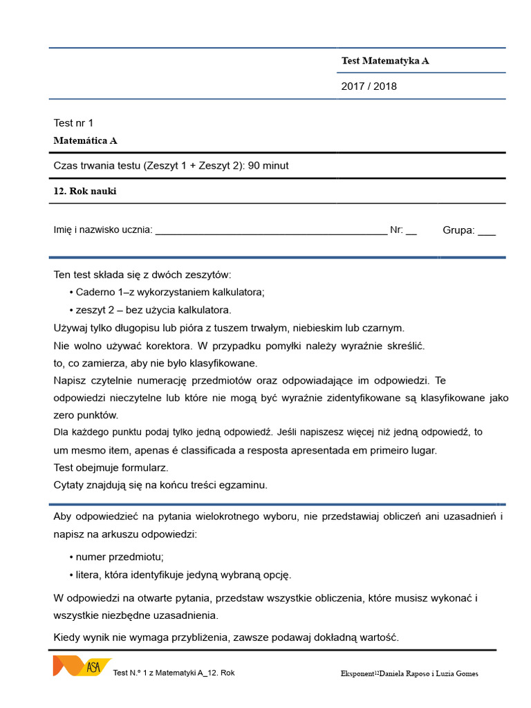 Asa Test 1 Rozwiązanie | PDF