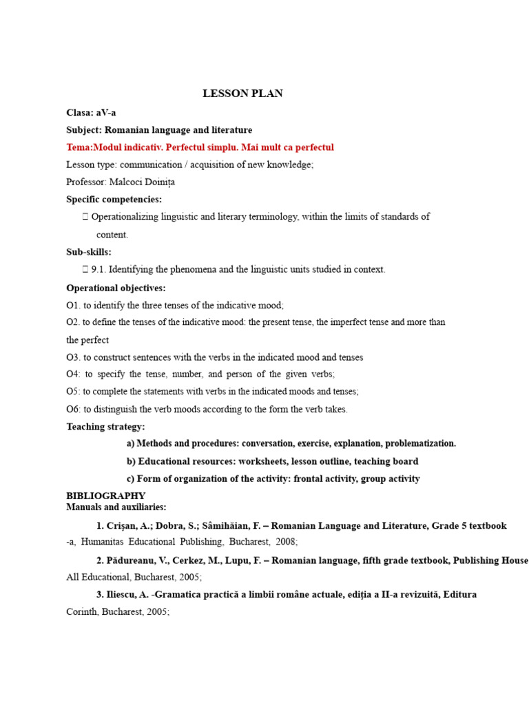 Teaching Project Simple Past, More Than The Perfect Tense | PDF ...