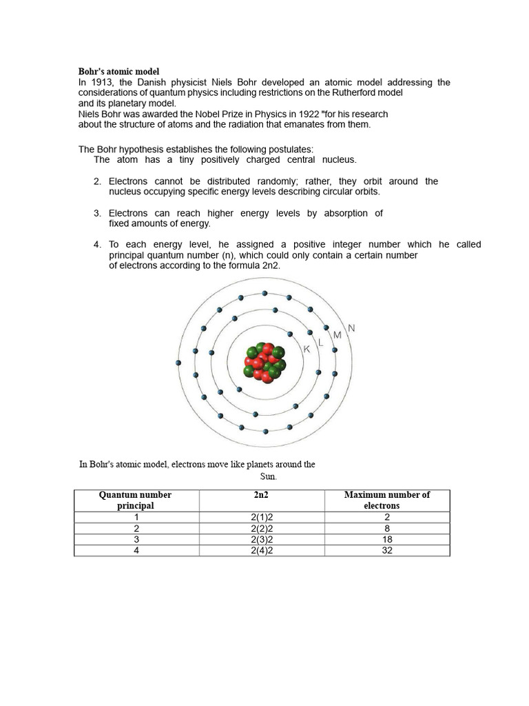 Bohr's Atomic Model | PDF | Atomic Orbital | Electron