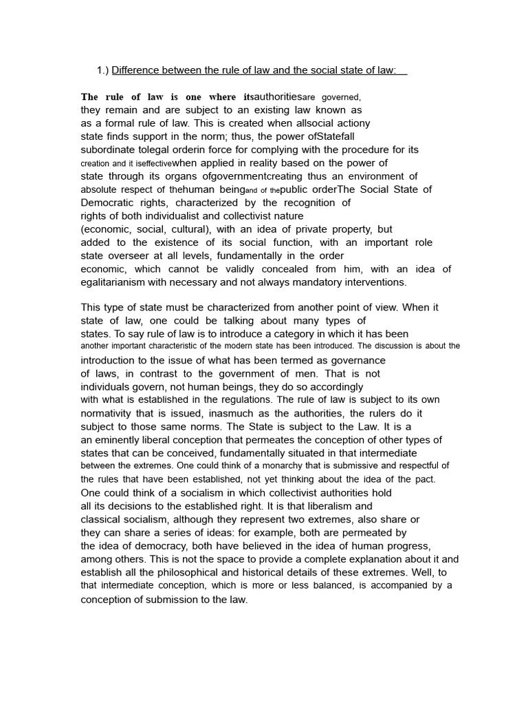 Difference Between Rule of Law and Social State of Law | PDF | Rule Of ...