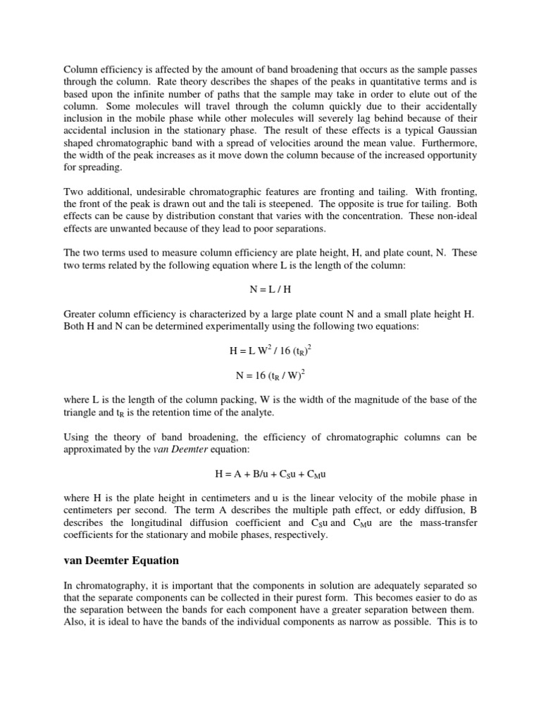 Column Efficiency Is Affected by The | PDF | Elution | Chromatography