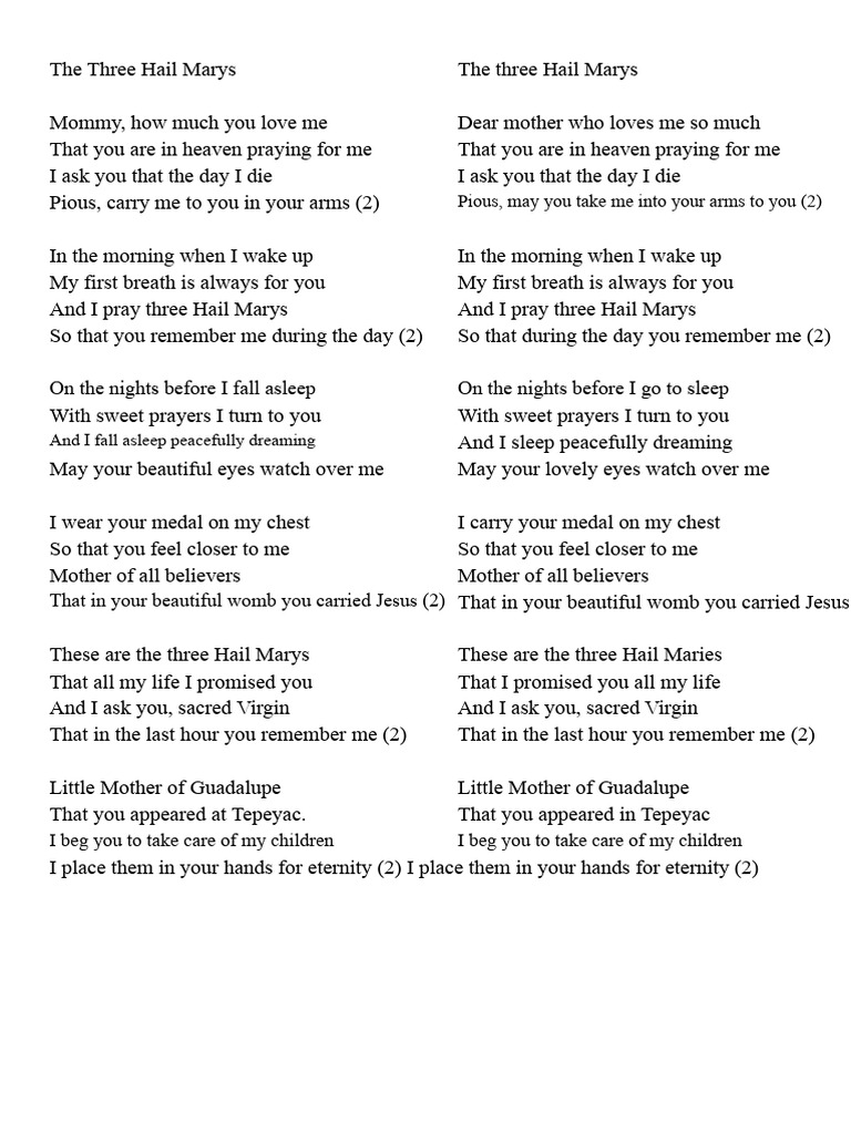 The Three Hail Marys | PDF