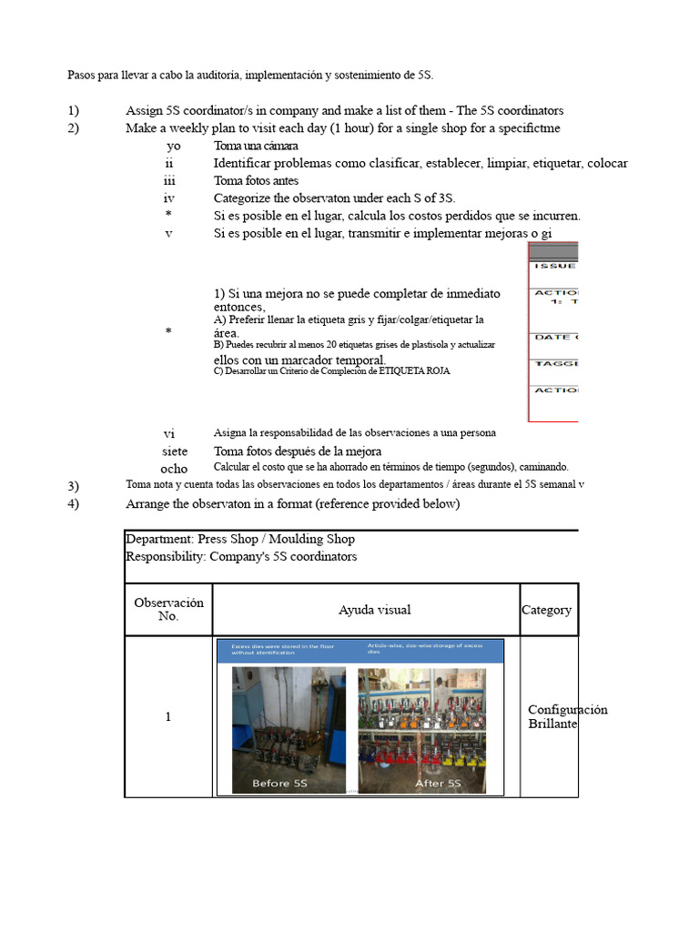 Implementación de 5S SOP | PDF