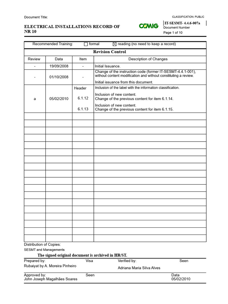 Electrical Installations NR 10 Guidelines | PDF | Occupational Safety ...